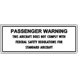 Aluminum Passenger Warning Placard